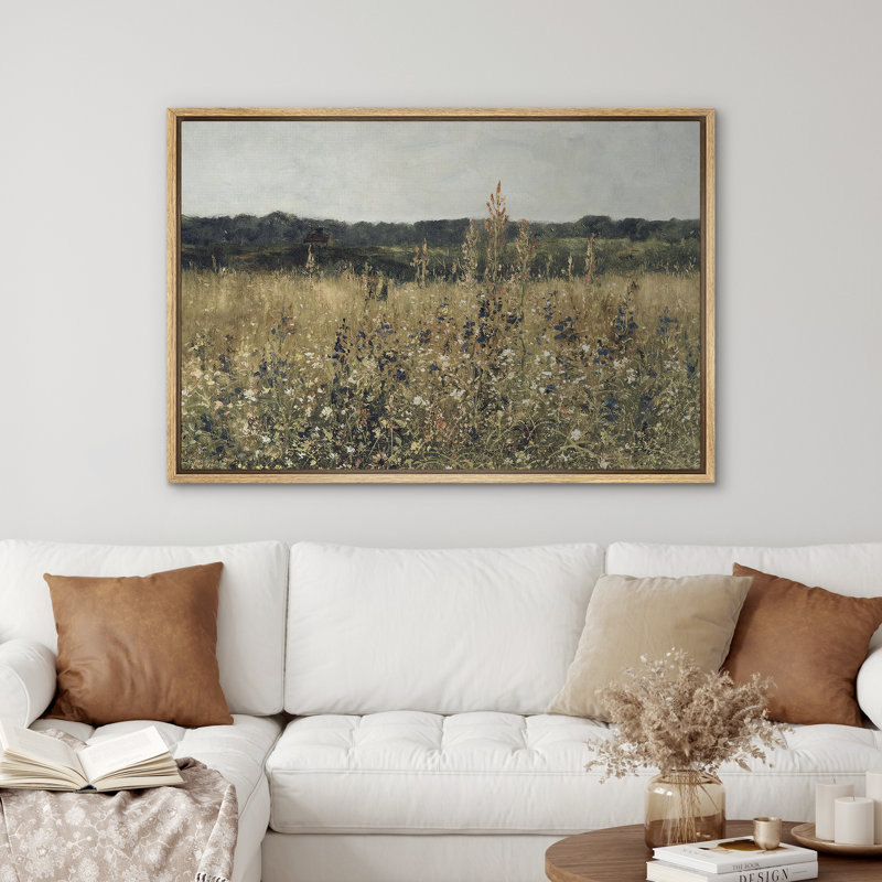 IDEA4WALL Framed Canvas Print Wall Art Rustic Wildflower Country Landscape Nature Wilderness ...